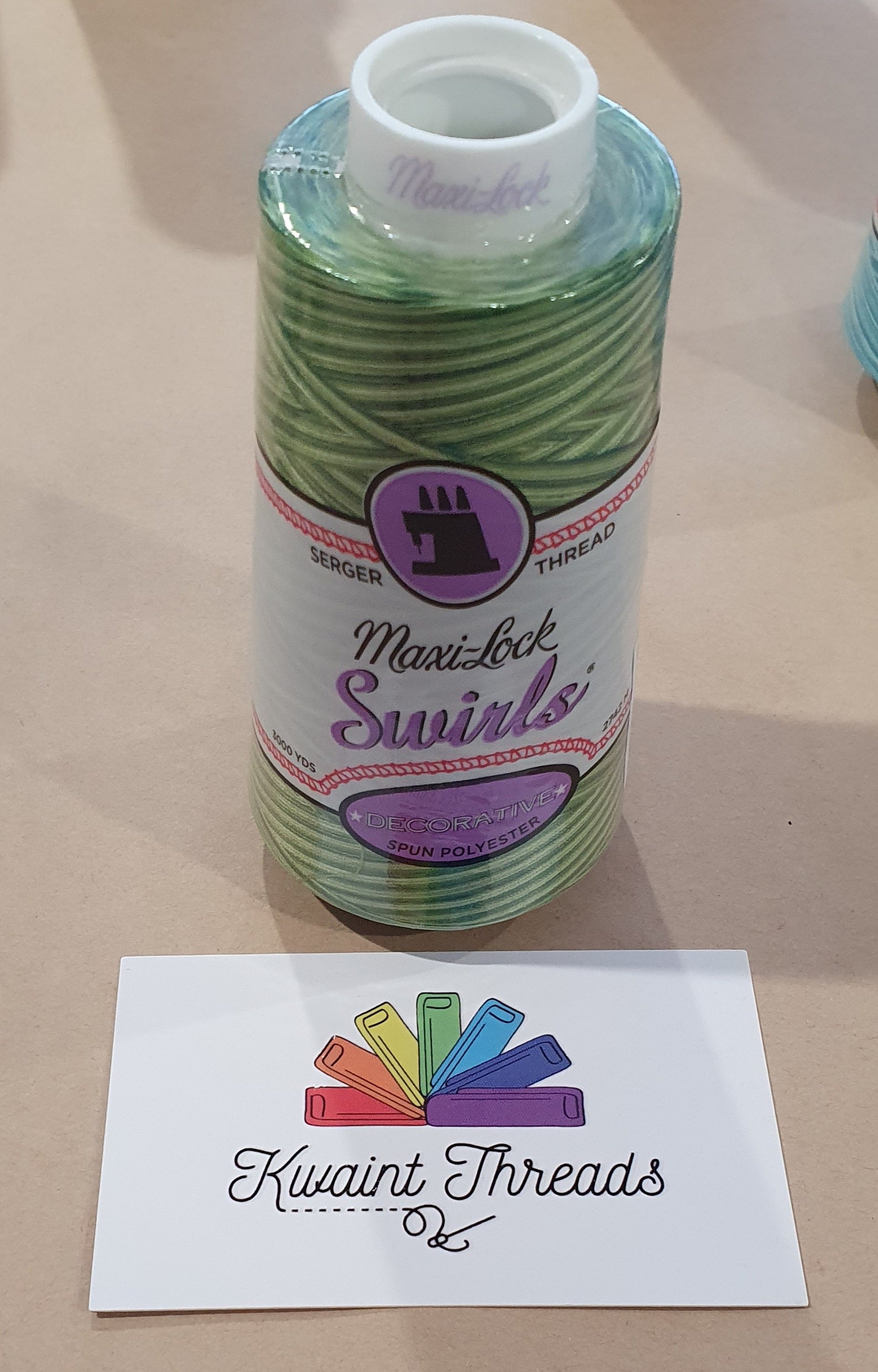 Kiwi Twist Green Swirl Maxi Lock Thread – Kwaint Threads