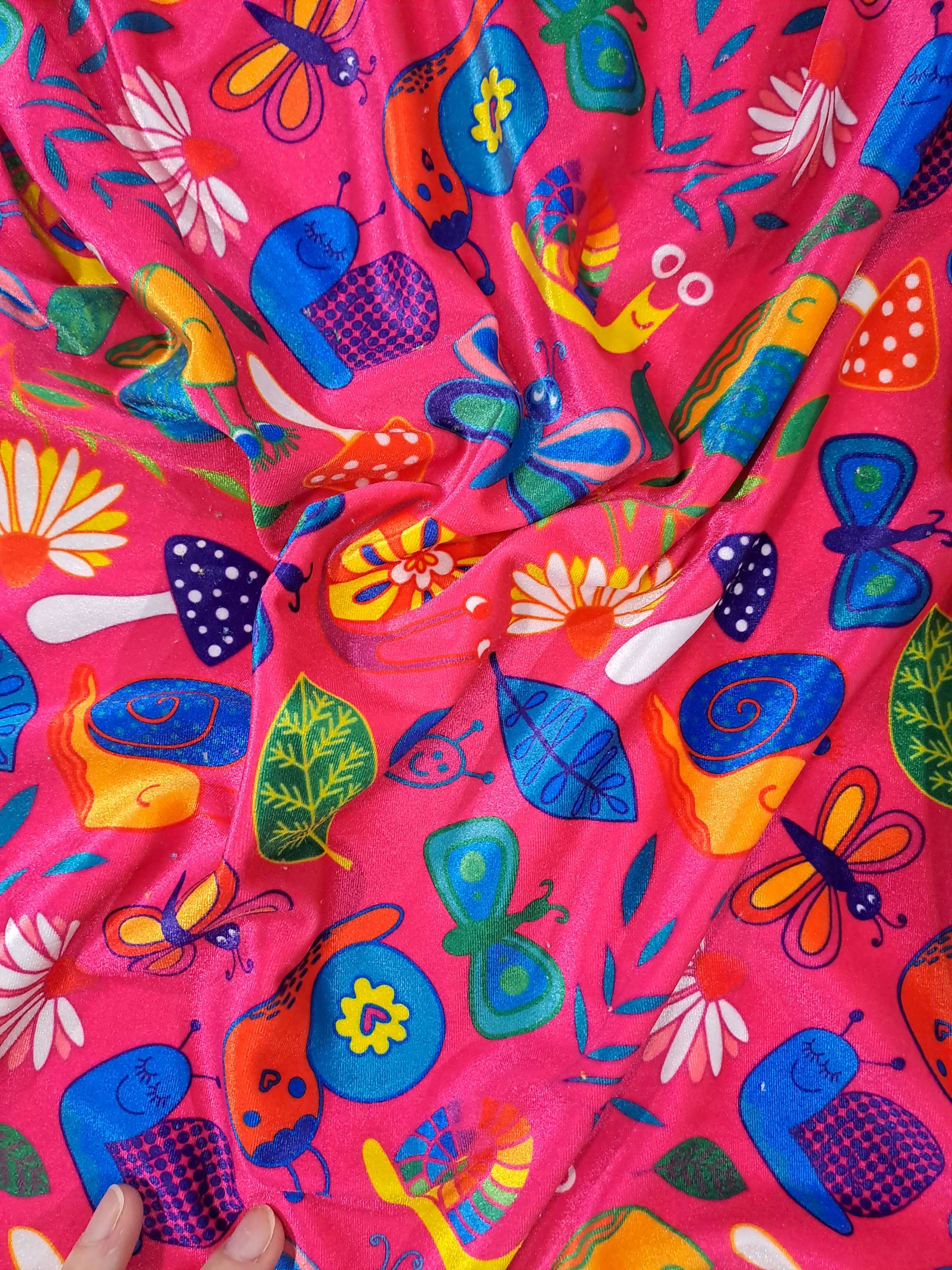 Karly Art Snails and Butterflies Pink Stretch Velvet Artist Print In S ...